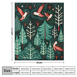 MaSiledy Blanket Birds Flying Through The Trees Fleece Throw Blanket Hello Winter Holiday Cozy Flannel Bed Blanket for Couch Sofa Bed for Adults Kids Boys Teens Gift for Adults and Children 70"x80"