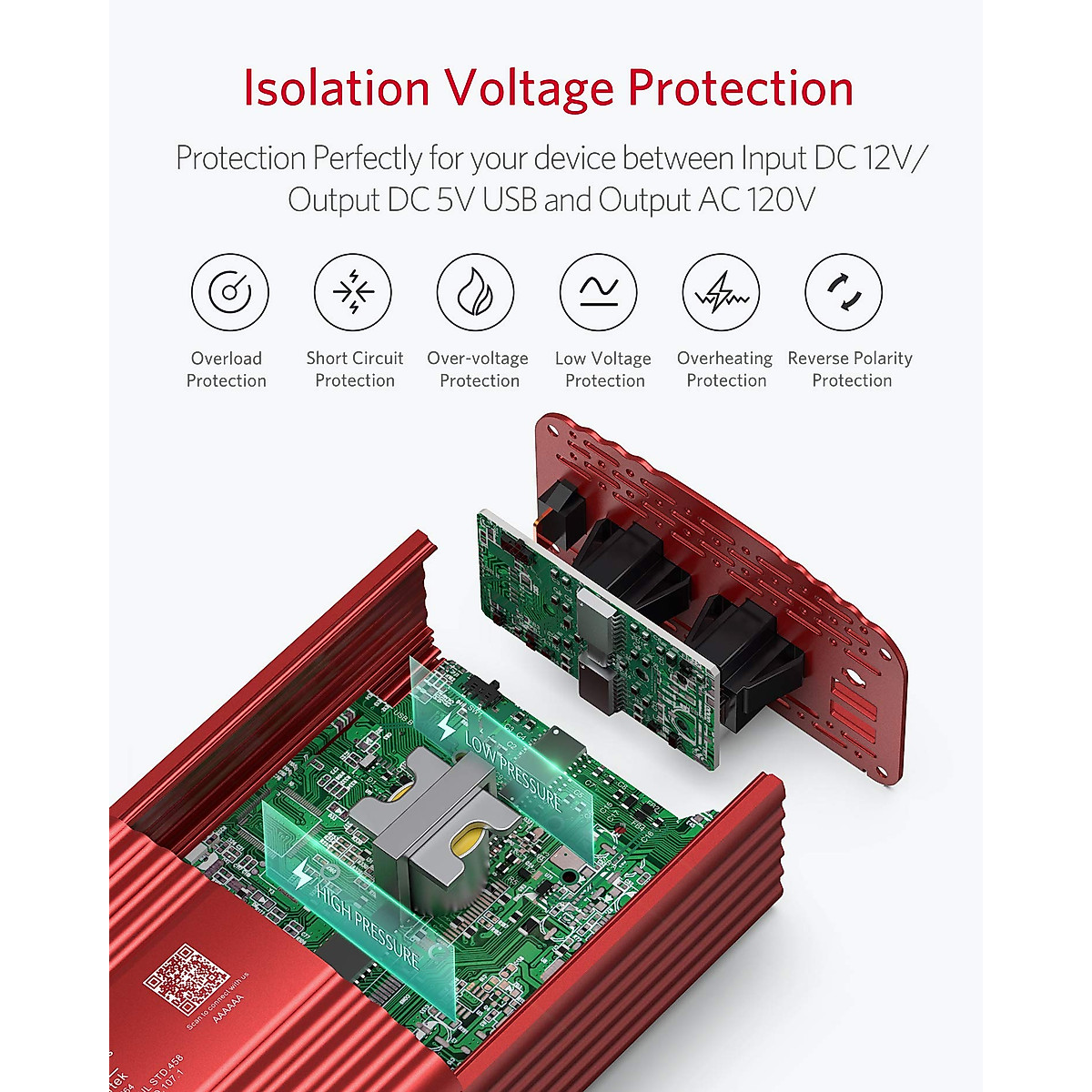 BESTEK 500W Pure Sine Wave Power Inverter DC 12V to AC(2 Outlets) 110V Car Charger Plug Inverter Adapter Converter with 4.2A Dual USB Charging Ports, ETL Listed