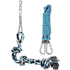 DIBBATU Spring Pole Dog Rope Toys with a Big Spring Pole Kit, Strong Dog Rope Toy and a 16ft Rope for Pitbull & Medium to Large Dogs Outdoor Hanging Exercise Rope Pull & Tug of War Toy-Muscle Builder