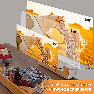 MOOKA WiFi Projector, 1080P Full HD Supported 200" Video Projector, 8000L Mini Projector, Movie Home Theater for TV Stick, Video Games, HDMI/USB/AUX/AV/PS4, iOS Android Smartphone Screen, Carrying Bag