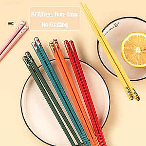 5 Pairs Family Reusable Chopsticks Dishwasher Safe, Non-Slip Family/ Hotel/ Restaurant Japanese Chop Sticks, Chinese ChopStick Gift Set, A