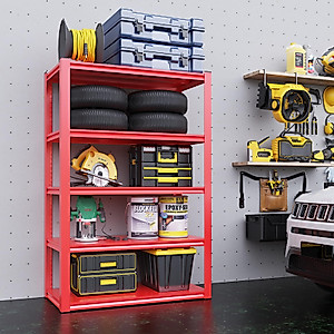 Homdox 72”H Garage Shelving, 1650LBS Heavy Duty Storage Shelves, 5 Tier Adjustable Metal Shelves for Storage, Industrial Shelving Commercial Utility Shelf, 36" W x 16" D x 72" H, Red