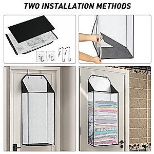 MaxGear Hanging Laundry Hamper, Over the Door Hamper with 2 Kinds of Hooks for Dirty Clothes Organizer, Mesh Wall Hanging Laundry Basket with Zipper for Bathroom, Wardrobe, Dormitory (Black-2 Pack)