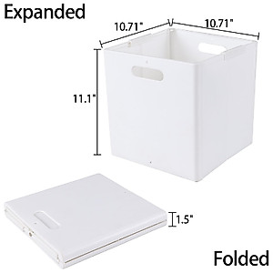 Innouse 4-Pack Collapsible Plastic Storage Cube Bins, Foldable Cube Storage Bin, White