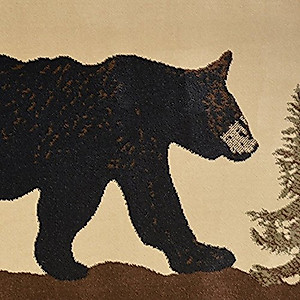 Rug Empire Rustic Lodge Novelty Area Rug, 26" W x 63" L, Bear Oval, Multi