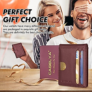 Cagelya Money Clip Wallet for Men Leather Mens Wallets Slim Minimalist Wallet for Men Bifold Mens Wallets Rfid Blocking Front Pocket Wallet with 13 Slots Credit Card Holder Gifts for Boyfriend Father