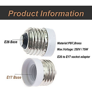 TWDRTDD FINELED 3PACK E26 E27 to E17 Socket Adapter,Medium Screw to Intermediate base E17 Light Bulb Socket Adapter Converter Reducer (3PACK)
