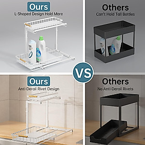 Delamu 2 Pack Under Sink Organizer and Storage, 2 Tier Pull Out Cabinet Organizer, Slide Out Under Sink Storage Shelf, Undersink Organizers Shelves for Kitchen Bathroom Pantry Organization