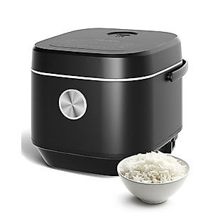 YOKEKON Rice Cooker 10 Cup, Stainless Steel Inner Pot, Low Carb Large Rice Maker with Steamer Basket Steamer, 24H Delay Timer and Auto Keep Warm,Brown Rice/Risotto/Oatmeal/Soup/Steam/Slow Cook, Black