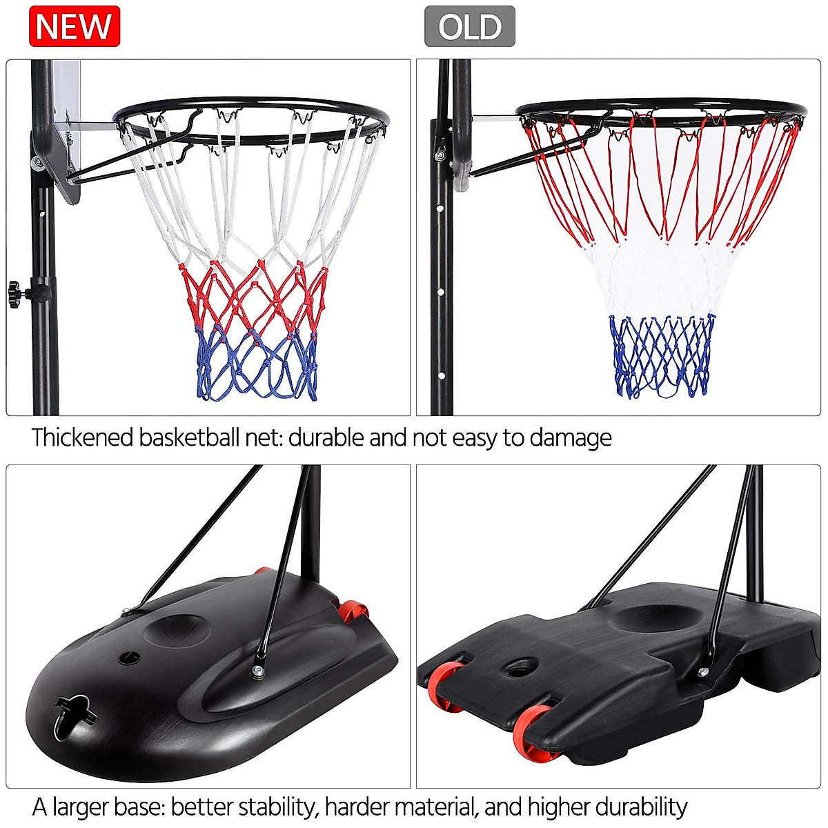 Yaheetech Portable Basketball Hoop Backboard System Removeable Adjustable Basketball Hoop & Goals Outdoor/Indoor 7.2-9.2ft Adjustable Height Basketball Set for Youth