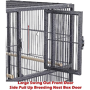 1/2/3-Combo Stacker Center Divided Breeder Breeding Bird Flight Double Rolling Cage for Aviaries Canaries Cockatiels Lovebirds Finches Budgies Small Parrots (Black Vein, Two Stacker)