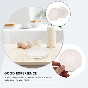 Hemoton 6Pcs Ceramic Sauce Dish Sea Shell Shaped Seasoning Dishes Sushi Dipping Bowl Appetizer Plates Ceramic Serving Individual Condiment for Home Kicthen 4inch