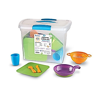 Learning Resources New Sprouts Classroom Kitchen Set - 45 Pieces, Ages 2+ Pretend Play Food for Toddlers, Preschool Learning Toys, Kitchen Play Toys for Kids