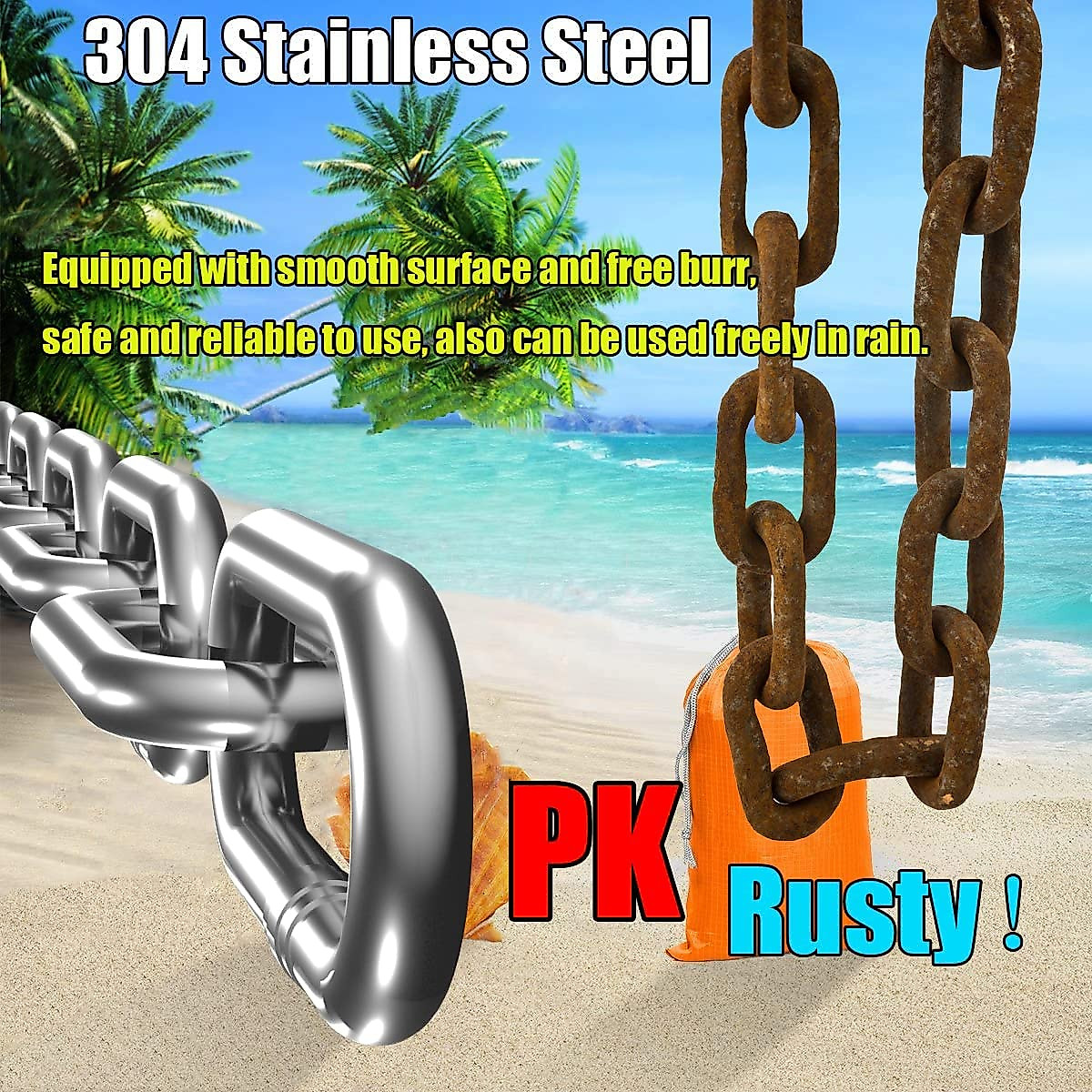 Stainless Steel Chain, Lsqurel 6.5ft Metal Chain Link Chain Small 5/64in Light Duty Chain Utility Chain Jack Chain for Home Outdoor Camping Hanging etc (5/64in-6.5ft)