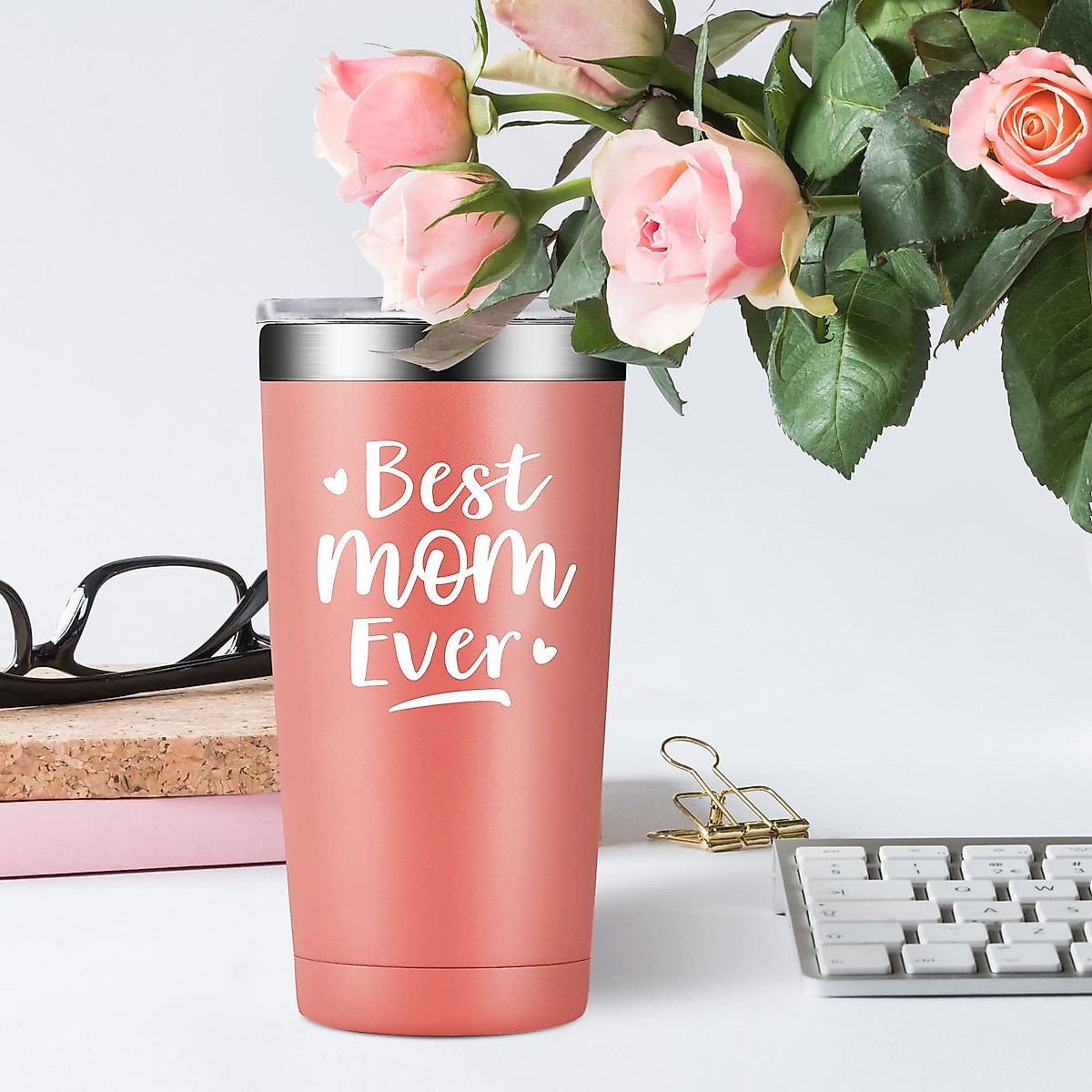 Fufendio Mom Gifts - Best Mom Ever Gifts - Gifts for Mom from Daughter, Son - Valentines, Birthday, Mothers Day Gifts for Mom, New Mom, Bonus Mom - Mom Tumbler Cup 20oz