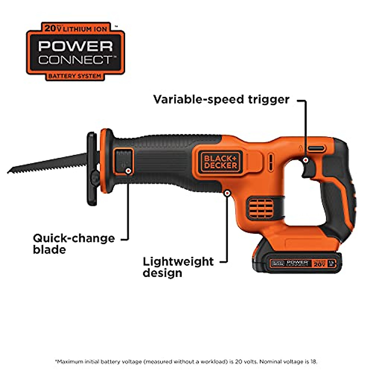 BLACK+DECKER 20V MAX* Cordless Reciprocating Saw Kit (BDCR20C)