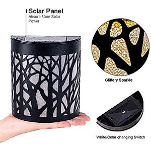 Timeflies Solar Wall Lights Outdoor Decorative, Outdoor Wall Sconce Black Forest Lighting, 2 Modes, Black, 2 Pack