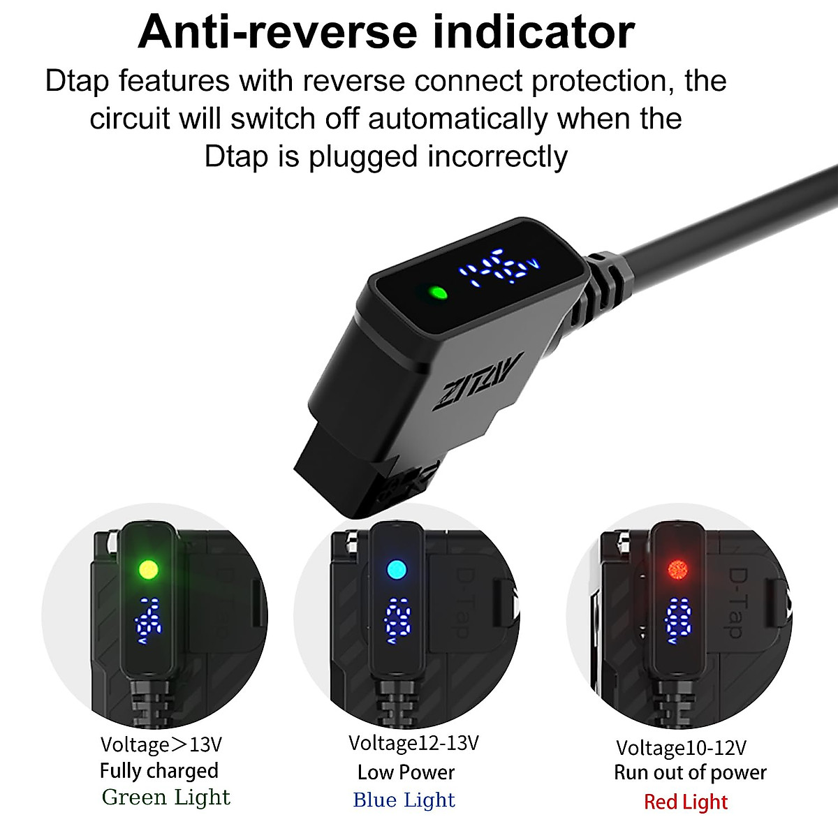 ZITAY D-tap 1x4 Power Splitter Hub with Reverse Insertion Prevention Adapter for VMount Battery