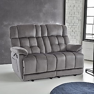 MCombo 58.7" Power Loveseat Recliner, Electric Reclining Loveseat Sofa with Heat and Massage, USB Charge Port for Living Room 6237 (Grey, Loveseat Recliner)