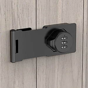 Household Cabinet Password Hasp Locks, Cabinet Door Combination Lock, Door Security Slide Latch Lock for Small Doors, Cabinets, Barn Door, Bathroom, Outdoor, Garden (Black)
