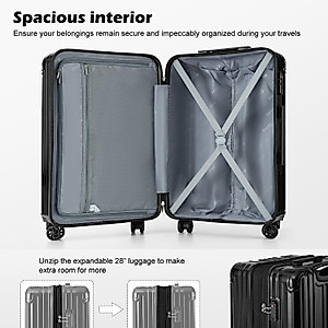 COOLIFE Luggage Expandable Suitcase PC+ABS 3 Piece Set with TSA Lock Spinner Carry on 20in24in28in (Turquoise Blue, 3 piece set)