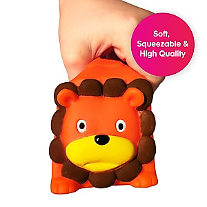 Edushape Soft & Squeezy Critter Blocks - Set of 6 Animal Soft Baby Blocks - Stacking Blocks in Animal Shapes - Soft Baby Blocks for Toddlers, Babies - Construction Sensory Play and Child Development