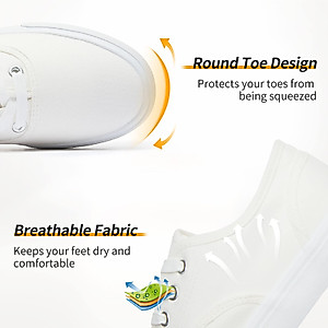 ZGR Women's Canvas White Shoes Classic Fashion Low Cut Sneakers(Canvas White.US8)