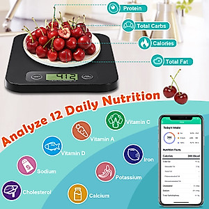 URAMAZ Smart Digital Food Scale for Weight Loss, Kitchen Food Scale Grams and Ounces with Nutritional Calculator, Food Weight Scale for Diet, Keto, Macro, Calorie, Cooking, Meal Prep 0.1oz/11lb