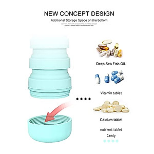 Ckiutn Collapsible Silicone Water Bottle, Reusable BPA Free Foldable Expandable Water Bottles, 13OZ Portable Leak Proof Twist Cap Water Cup with Bottom Storage Container (Green)