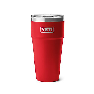 YETI Rambler Cup, Vacuum Insulated Stainless Steel Stackable Cup with Magslider Lid, Rescue Red, 30 oz (887 ml)