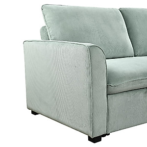 Familymill 78'' Modern Corduroy Fabric Convertible Sleeper Sofa Bed, 3-in-1 Pull Out Couch Bed with Reclining Backrest for Living Room/Apartment/Office (Light Green)