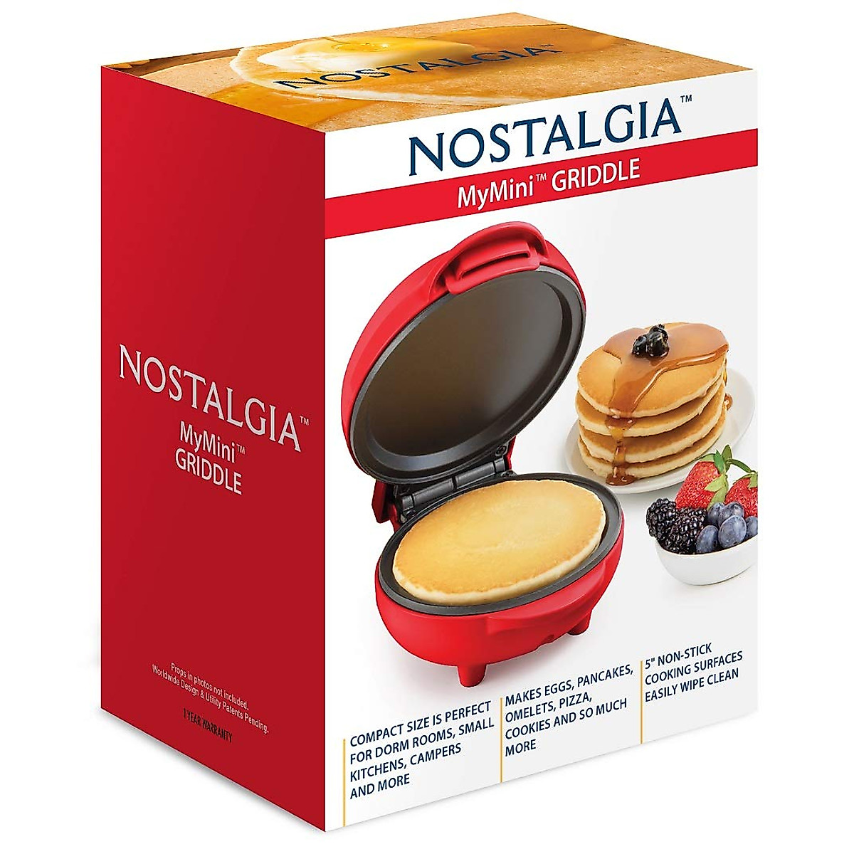 Nostalgia MyMini Griddle compact size for dorms, small kitchens 5 Inch Non stick cooking surfaces easily wipe clean