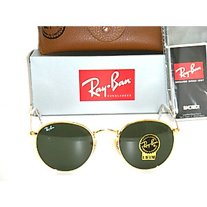 Ray Ban RB3447 ROUND METAL Sunglasses Color 001, Gold, 50 mm