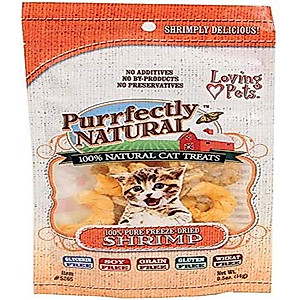 Loving Pets Purrfectly Natural Freeze Dried Shrimp Treats For Cats, 0.5-Ounce