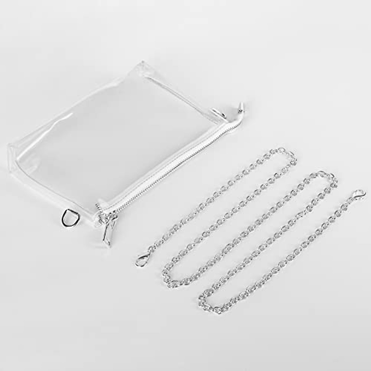 Lorbro Clear Purses for Women Stadium Approved, Clear Crossbody Shoulder Bag with Zipper Closure, Transparent Purse for Concerts, Sporting Event, Party, Festivals (Silver)