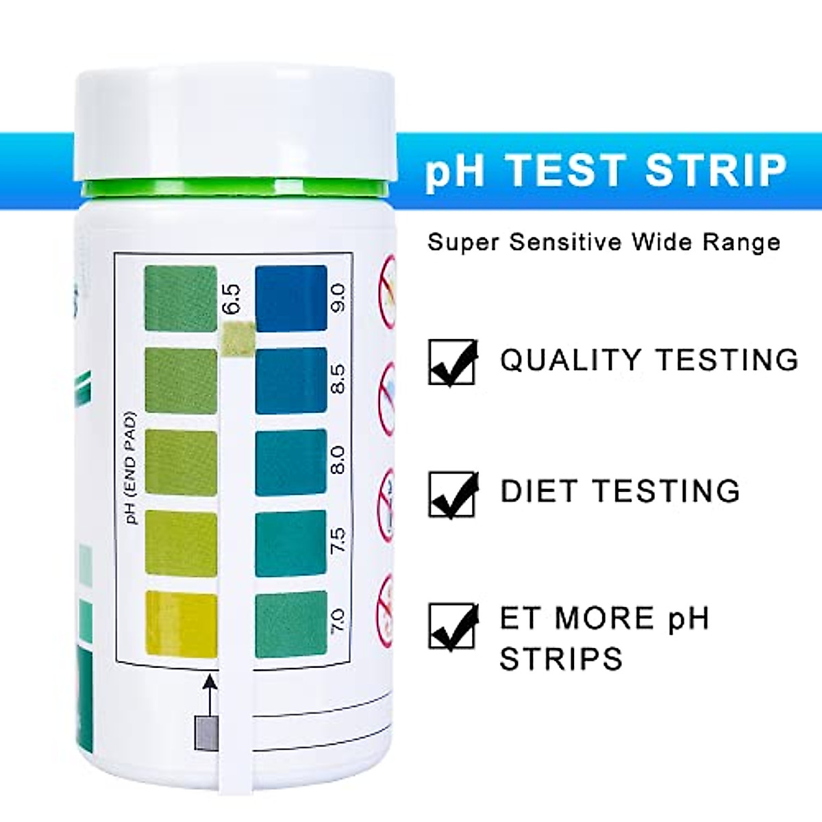 SuperCheck pH Test Strips, 4.5-9.0 ppm, 100 Count, pH balance Test Strips for Women, pH Strips for Testing Alkaline and Acid Levels in The Body, Monitor Your pH Levels Using Saliva and Urine, pH Paper
