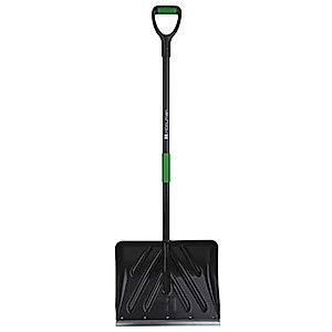 Hooyman Snow Shovel with Heavy Duty Construction, Ergonomic No-Slip H-Grip Handles, Galvanized Steel Blade, Reinforced Head, and Fiberglass Core for Shoveling, Clearing Snow, and Outdoors