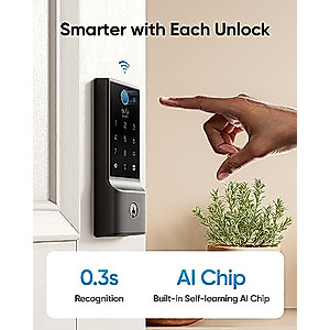 eufy Security Smart Lock C220, Fingerprint Keyless Entry Door Lock, Built-in Wi-Fi, App Remote Control, Front Door Smart Lock Deadbolt, 8Months Battery, Reliable Power, IP53 Waterproof, BHMA Grade 3
