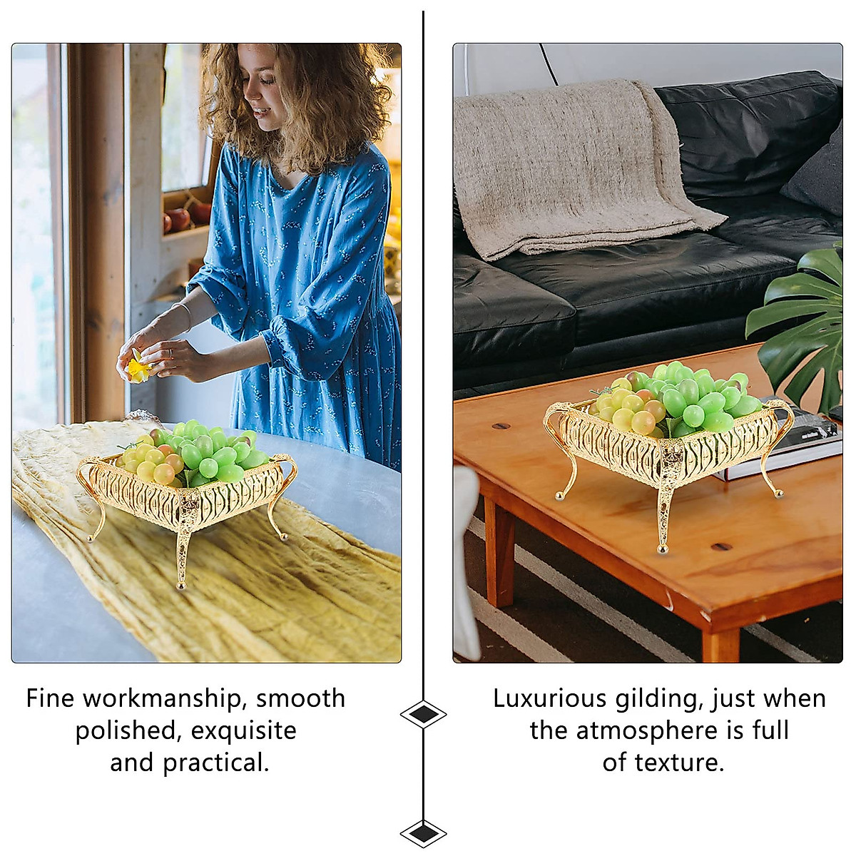 Cabilock Decorative Tray Cookie Tray Gold Fruit Bowl Turkish Candy Snack Serving Tray Storage Trays Metal Serving Tray Coffee Tea Serving Vanity Tray