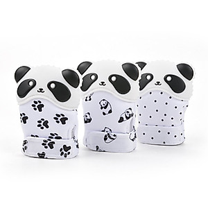 Silicone Baby Teether Teething Panda Mitten Glove Palm Thumb Chewable Toy Newborn Nursing BPA Free(paw)