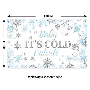 Felortte 71" x 43" Polyester Winter Baby Shower Backdrop Winter Wonderland Blue Snows Baby It's Cold Outside Photography Background for Newborn 1st Birthday Party Decorations PhotoBooth Props