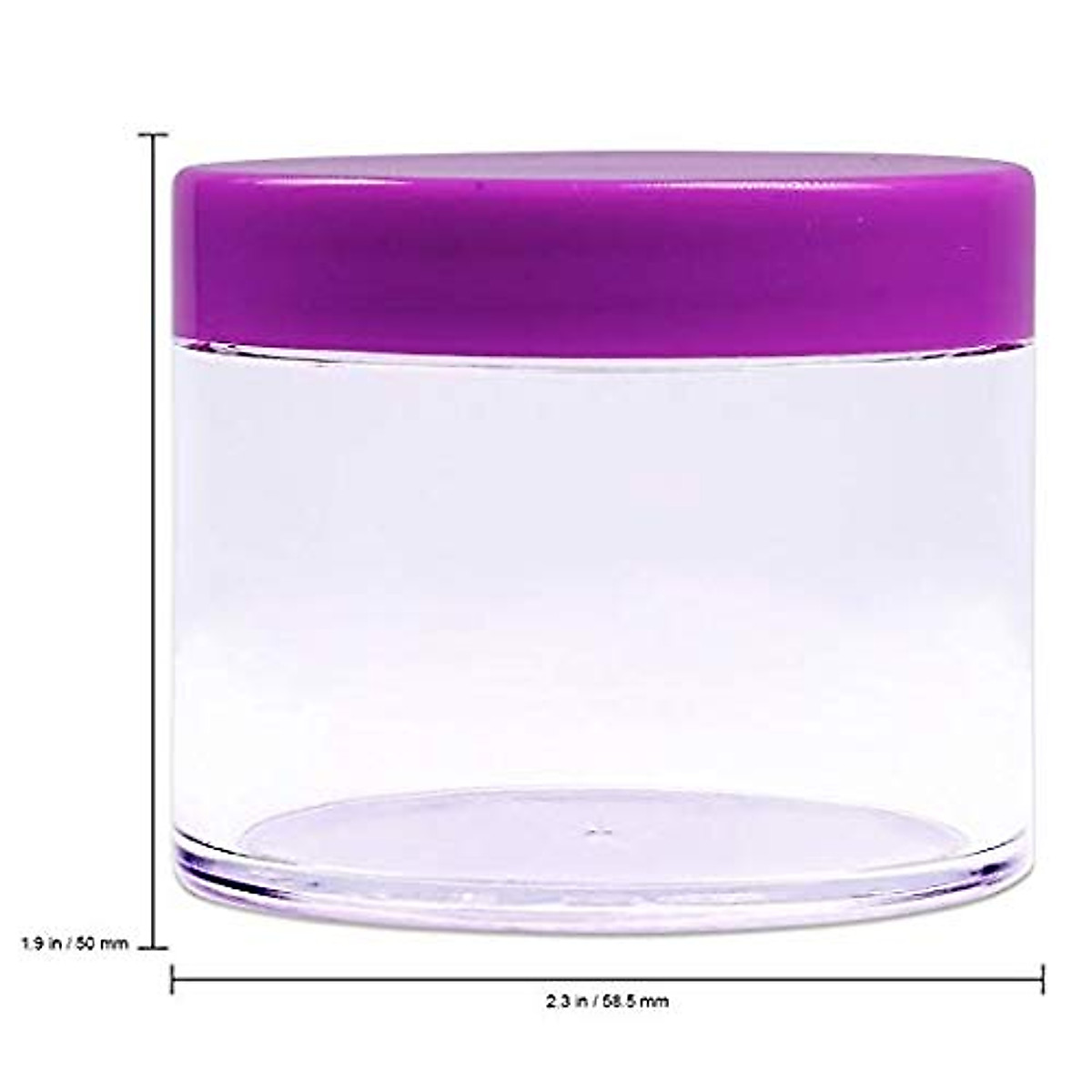 Beauticom 60 Grams/60 ML (2 Oz) Round Clear Leak Proof Plastic Container Jars with PURPLE Lids for Storage Cosmetic Lotion Scrubs Creams Ointments (36 Pieces Jars + Purple Lids, PURPLE)