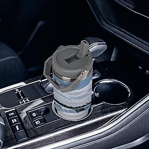 30oz Stainless Steel Insulated Tumbler with Flip Lid & Straw, Leakproof Travel Mug for Car, Niagara Falls Double Wall Vacuum Thermal Coffee Cup with Handle, Spill-Proof Design for Hot/Cold Drinks