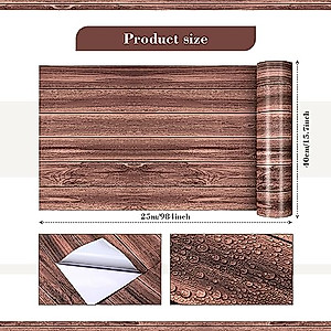 Timgle 15.7" x 984" Wood Grain Peel and Stick Wallpaper Faux Wood Contact Paper Removable Self Adhesive Vinyl Film Vintage Rustic Wall Roll Cover for Cabinet Drawer Shelf Liner Furniture (Wood Grain)