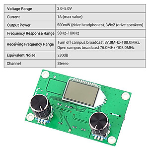Digital FM Receiver Module, Icstation Radio Receiver Module Digital Stereo Board LCD Display DSP PLL 76.0MHz-108.0MHz Green