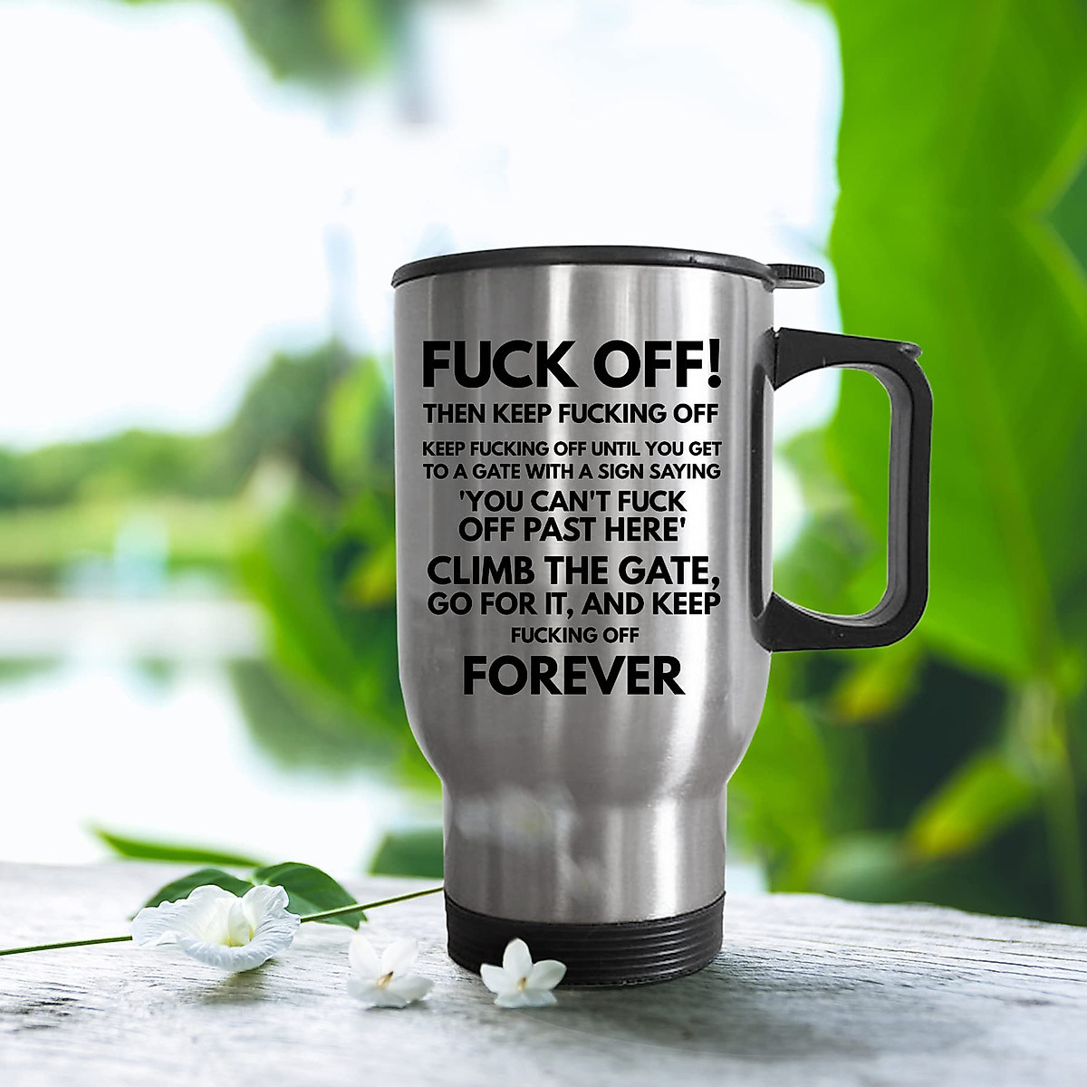 Fuck travel mug, fuck off forever funny coffee travel mug, rude inappropriate tea cup, funny gift idea