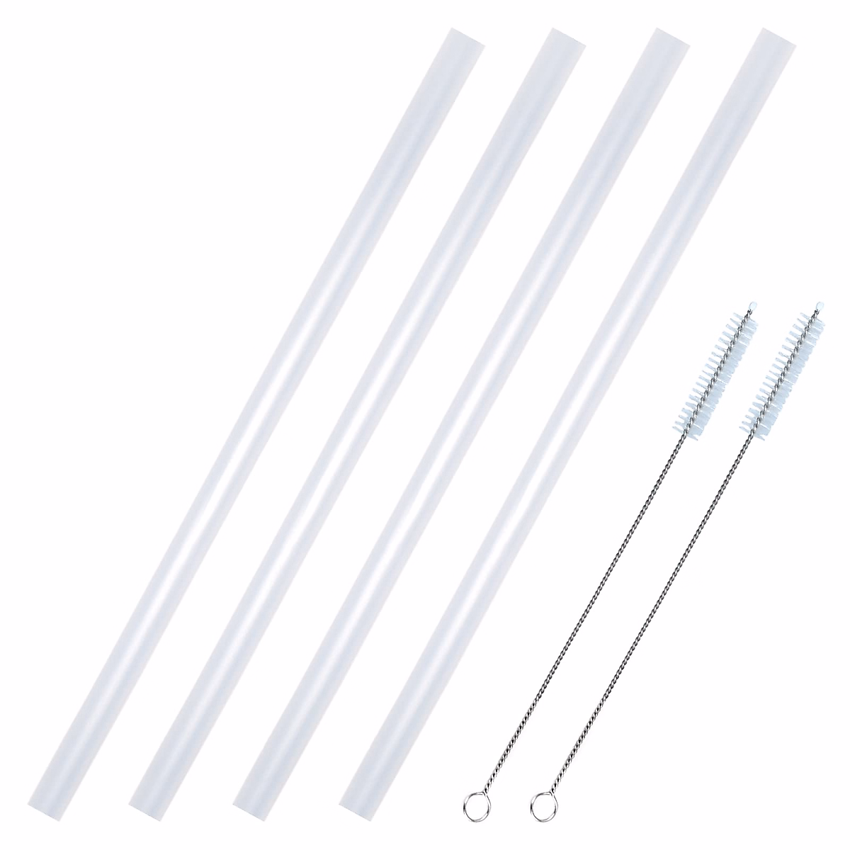 Replacement Reusable Straws for BuildLife 1/Half Gallon Water Bottle 128oz/64oz - 4 Set 10'' Long,Outer Diameter 0.374'' Cut Short to Fit Bottles,with 2 Cleaning Brush