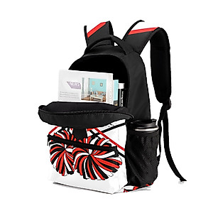 Personalized Custom Cheer Cheerleader Black Red Backpack Lightweight Travel Hiking Causual Bag With Name