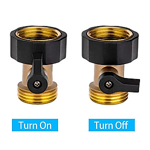 Hose Splitter 2 Way Y Valve Water Hose Connector, Heavy Duty Solid Brass Shut off Garden Hose Splitter Adapter Fit for All Standard Faucet and Garden Hose