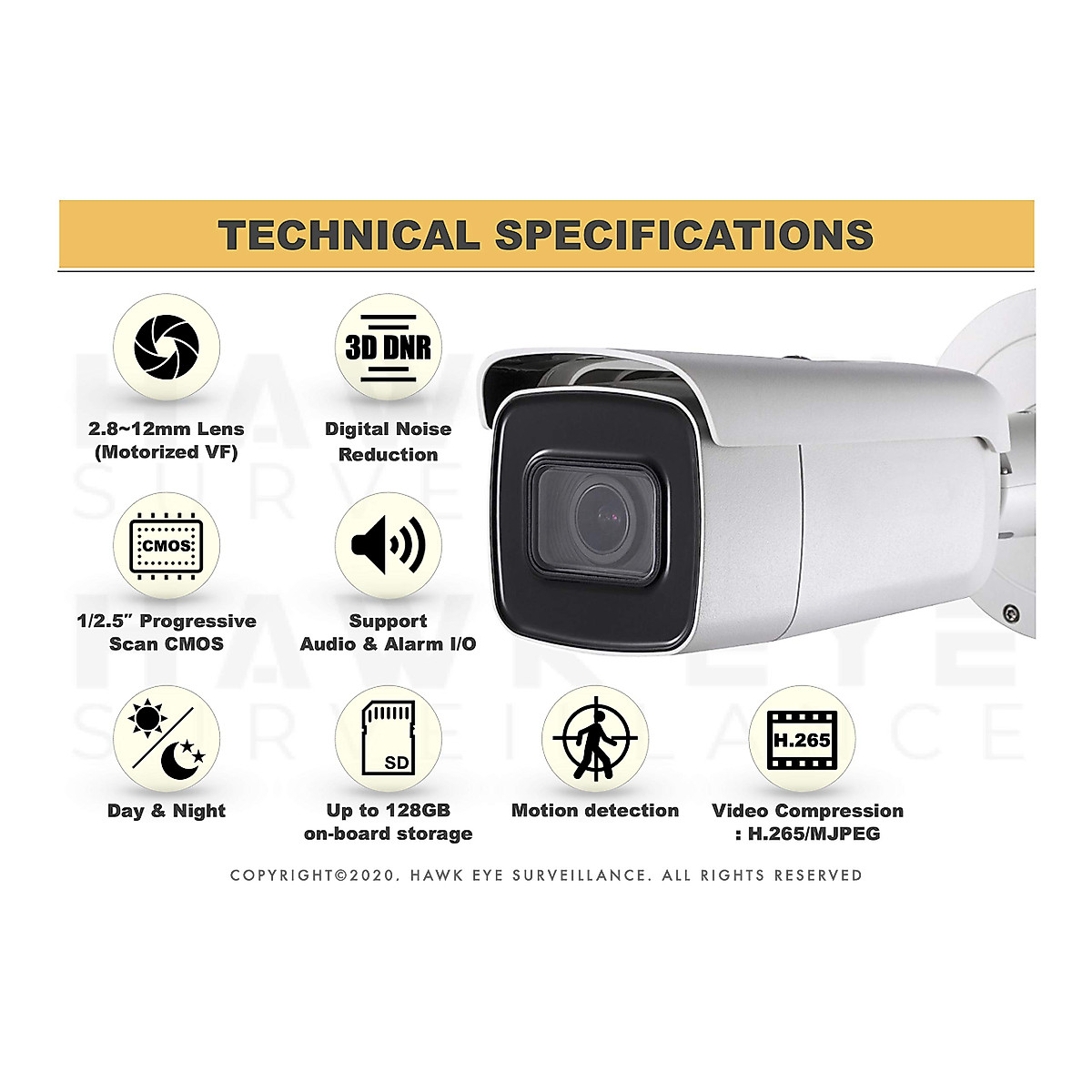 4K PoE Security IP Camera - Compatible with Hikvision DS-2CD2683G2-IZS UltraHD 8MP Vari-Focal EXIR Bullet Weatherproof 2.8-12mm Motorized Lens English Version Firmware